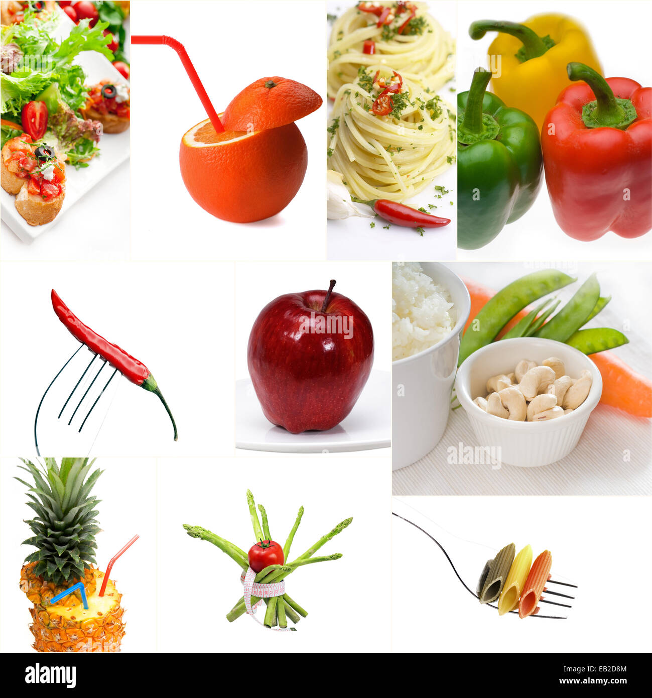 Organic Vegetarian Vegan dietetic food collage bright mood Stock Photo ...
