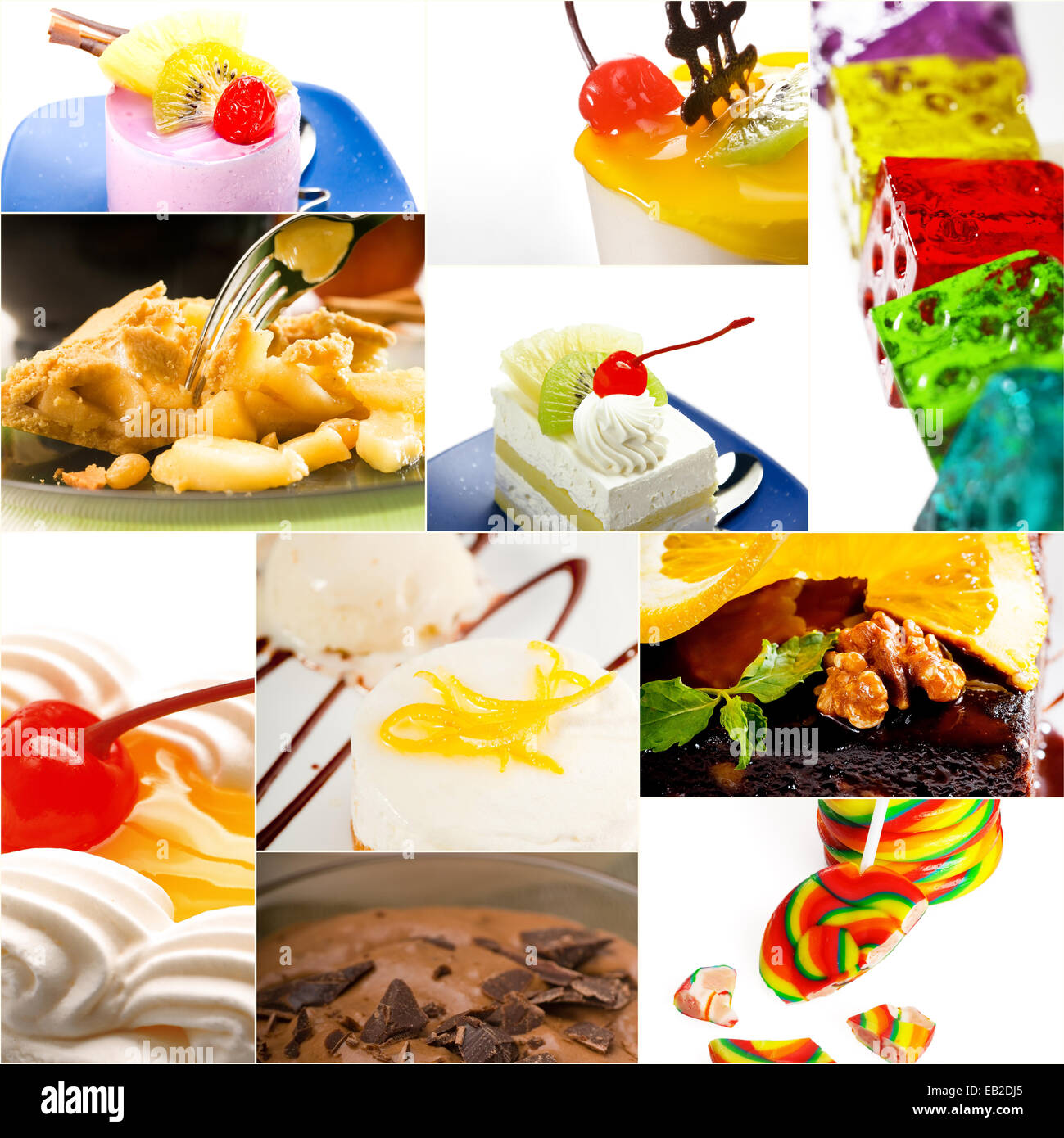 dessert cake and sweets collection collage bright mood Stock Photo - Alamy