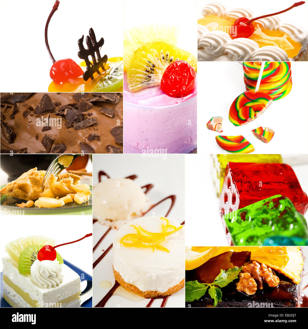 dessert cake and sweets collection collage bright mood Stock Photo - Alamy