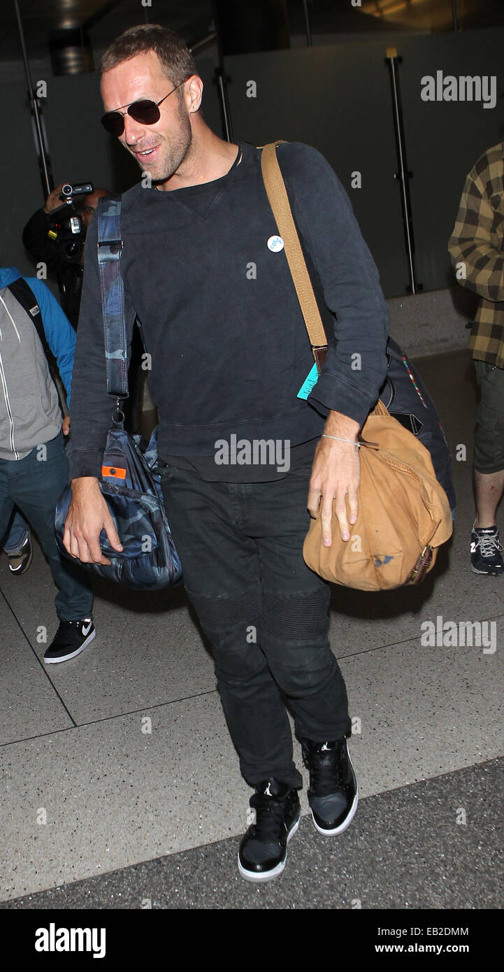 Chris Martin arrives at Los Angeles International (LAX) airport ...