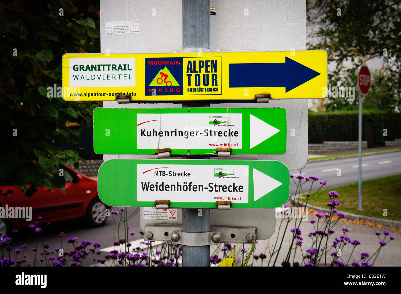 cycling path sign Granitrail Waldviertel Mountain Biking Alpen Tour ...
