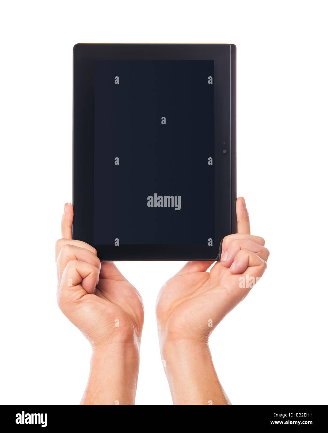 Isolated of male hand holding a touchpad pc - tablet Stock Photo - Alamy