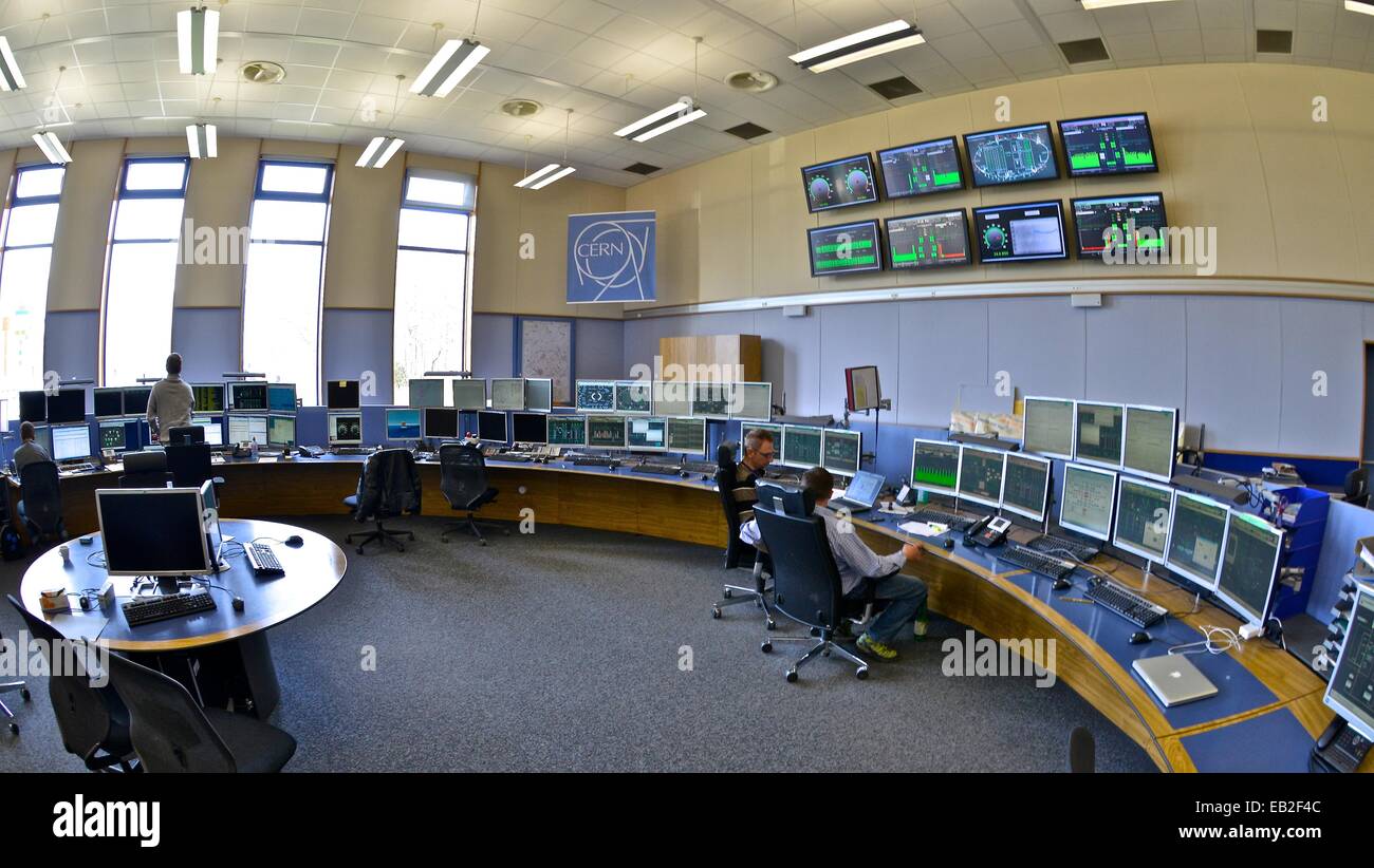 The control room at the European Organization for Nuclear Research, the ...