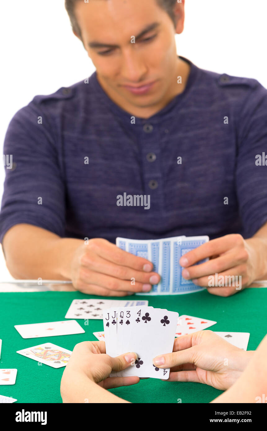 young man playing cards cuarenta traditional Ecuadorian game Stock ...