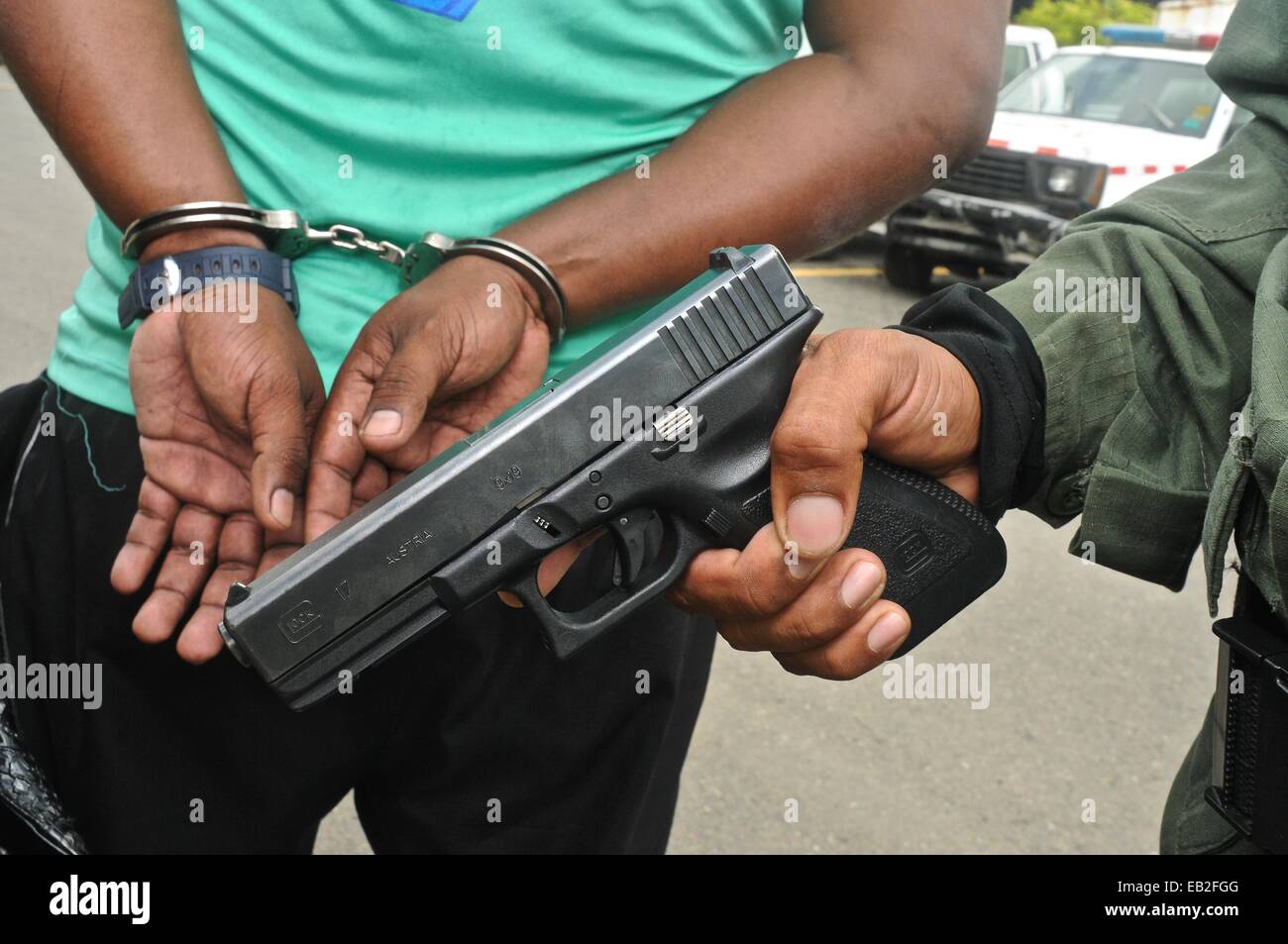 Uniformed police officers at a tactical and firearms training course at ...