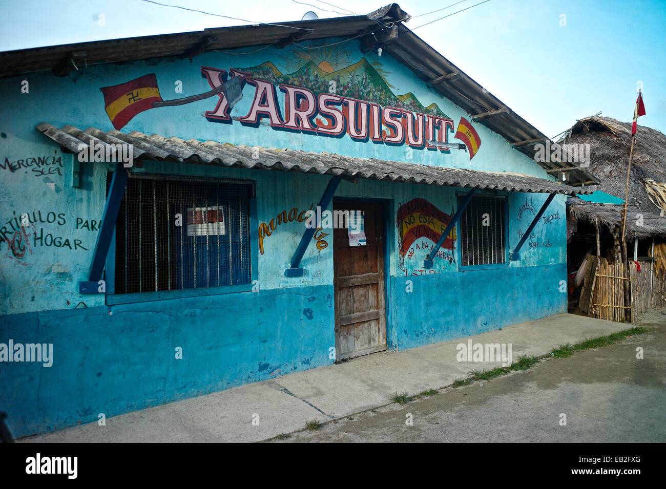 The flag of the Revolution Guna, adopted in 1925, painted on a wall ...