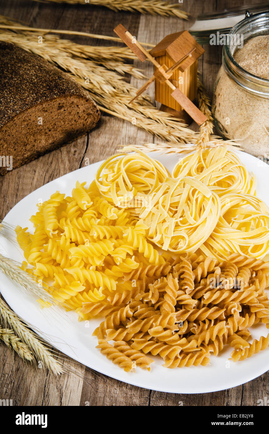 Variety of pasta, flour and rye cones Stock Photo - Alamy