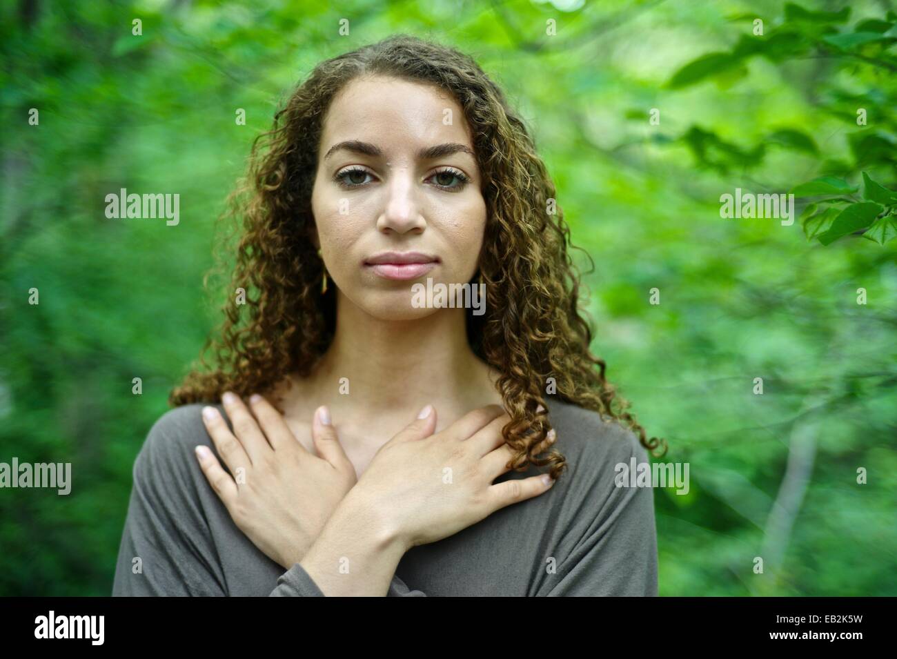 Portrait of a 24 year-old mixed race American woman in Central Park ...