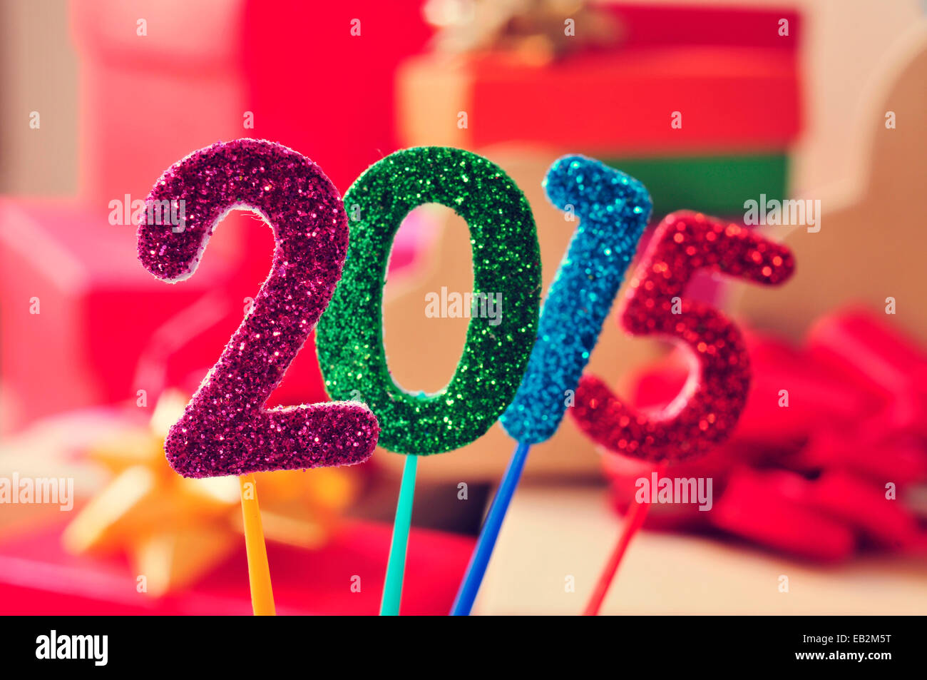 numbers of different colors forming the number 2015, as the new year ...