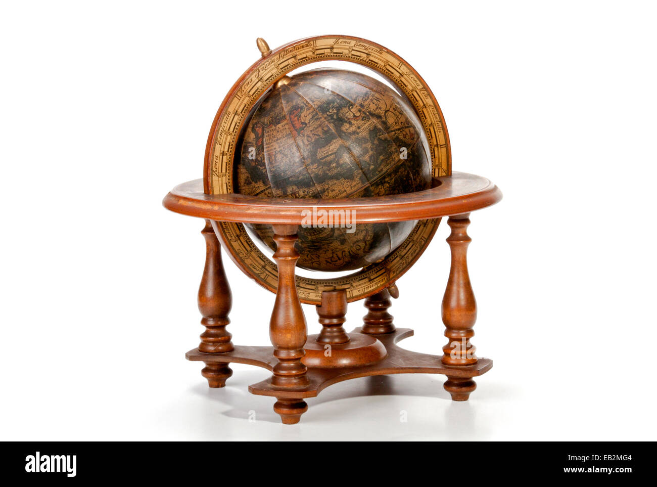 nautical world globe on table op wooden stand Stock Photo - Alamy