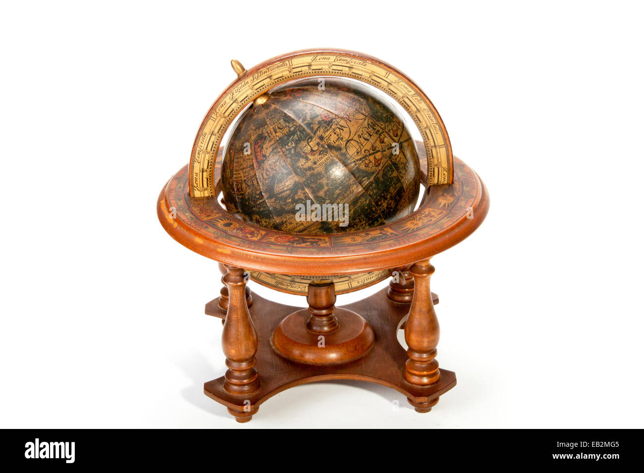 nautical world globe on table top wooden stand Stock Photo - Alamy