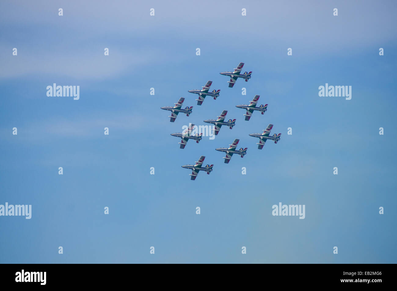Italian aerobatics team Frecce Tricolori (Tricolour Arrows), flying in ...