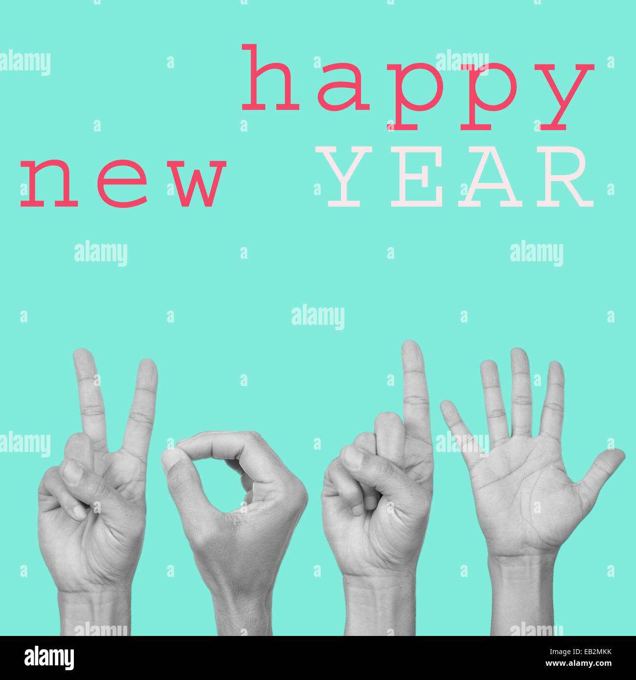 the text happy new year and man hands forming the number 2015 in pop ...