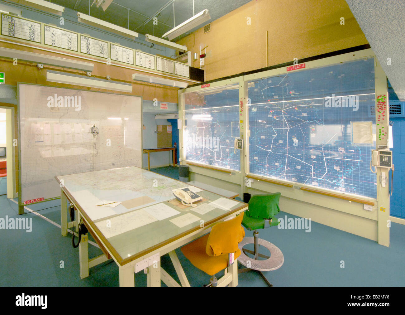 York Cold War bunker. View of the Operations Room showing maps and ...