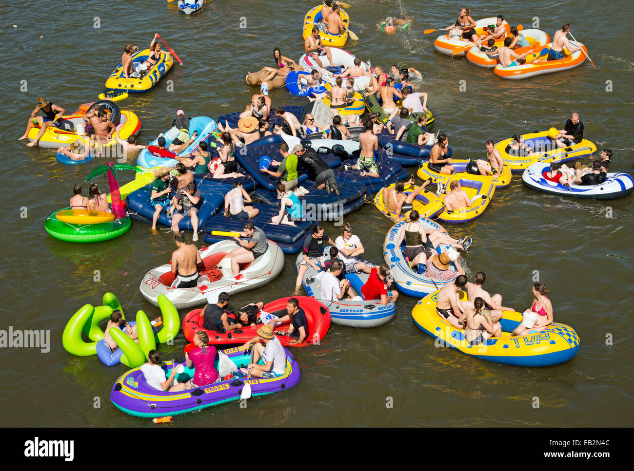 "Nabada", a traditional water parade on the Danube River on Swear ...