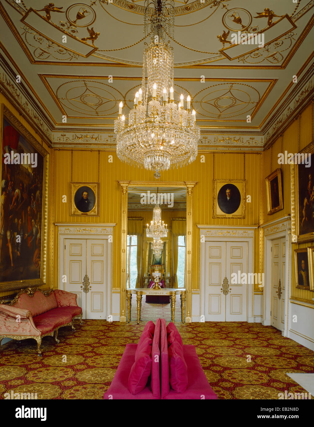 View of the Portico Drawing Room looking towards the North wall mirror ...