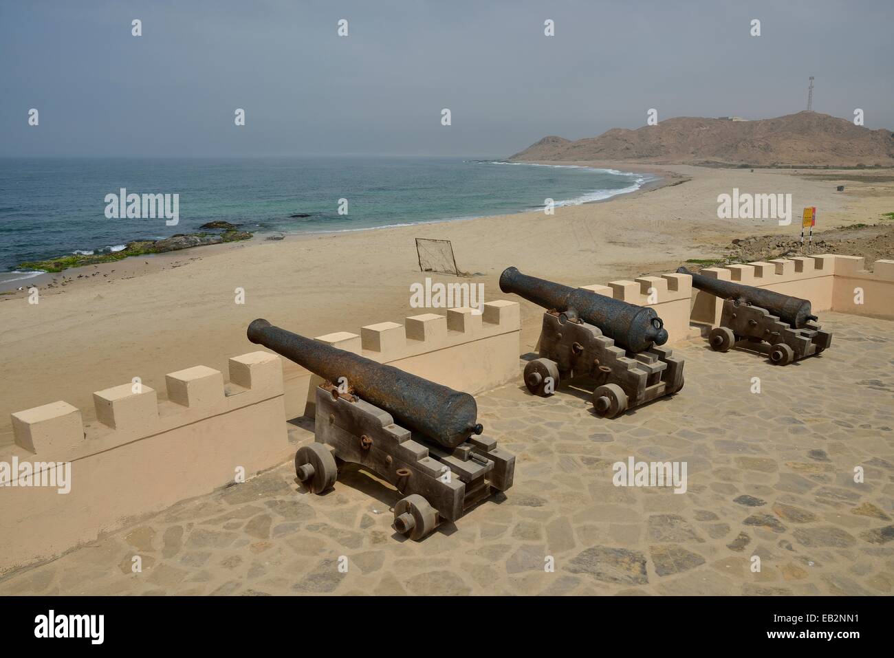 Cannons in front of the Fort of Mirbat, Dhofar Region, Orient, Oman ...