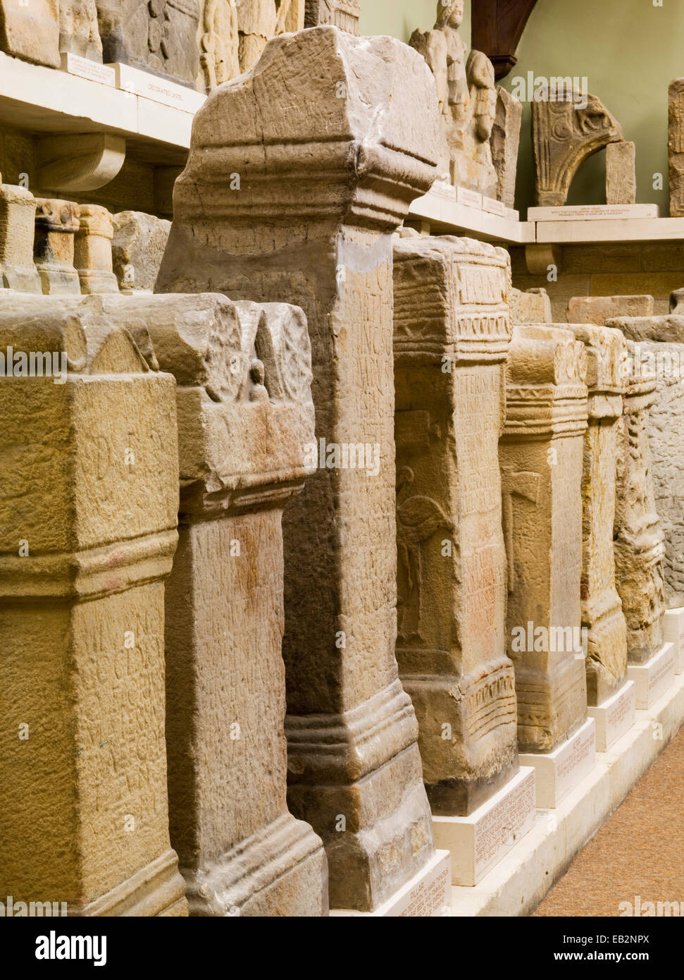 Chesters museum showing roman altars, Humshaugh, Northumberland Stock ...