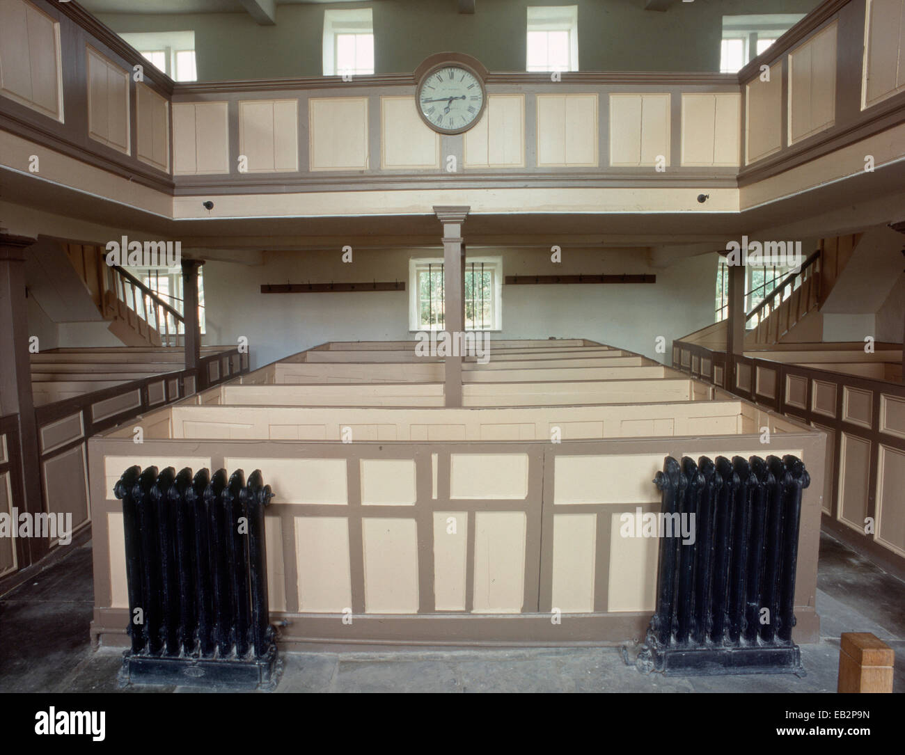 Interior view of restored 18th century Baptist chapel, Goodshaw Chapel ...