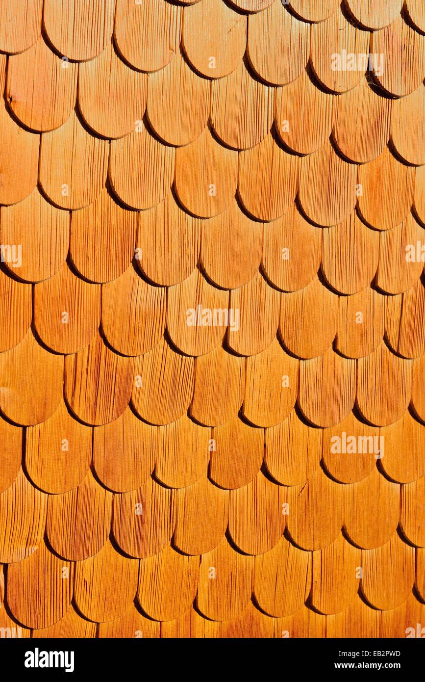 Larch shingle facade, detail, Brandberg, Zillertal, Tyrol, Austria ...