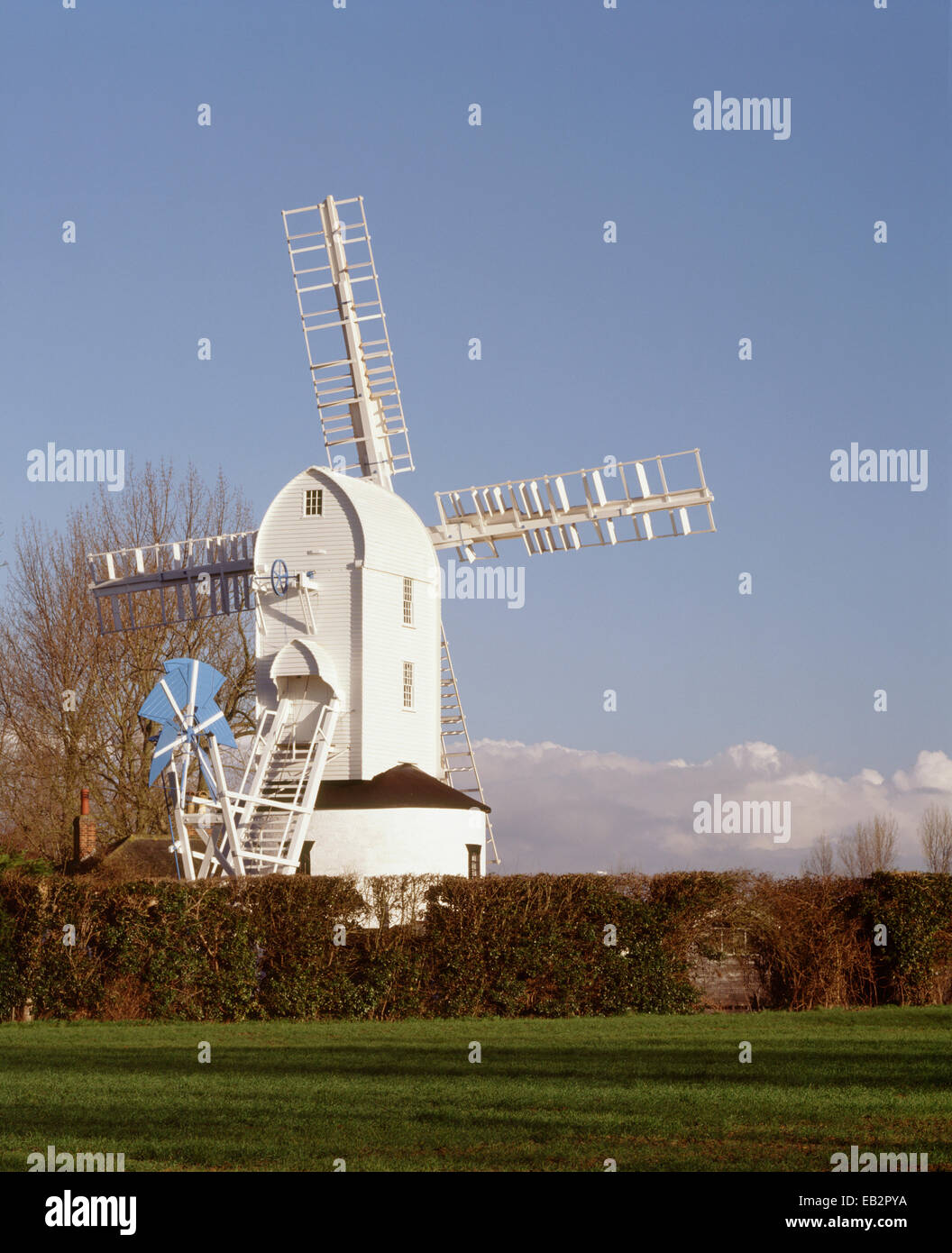 Exterior view of mill, Saxtead Green Post Mill, Suffolk, UK Stock Photo ...
