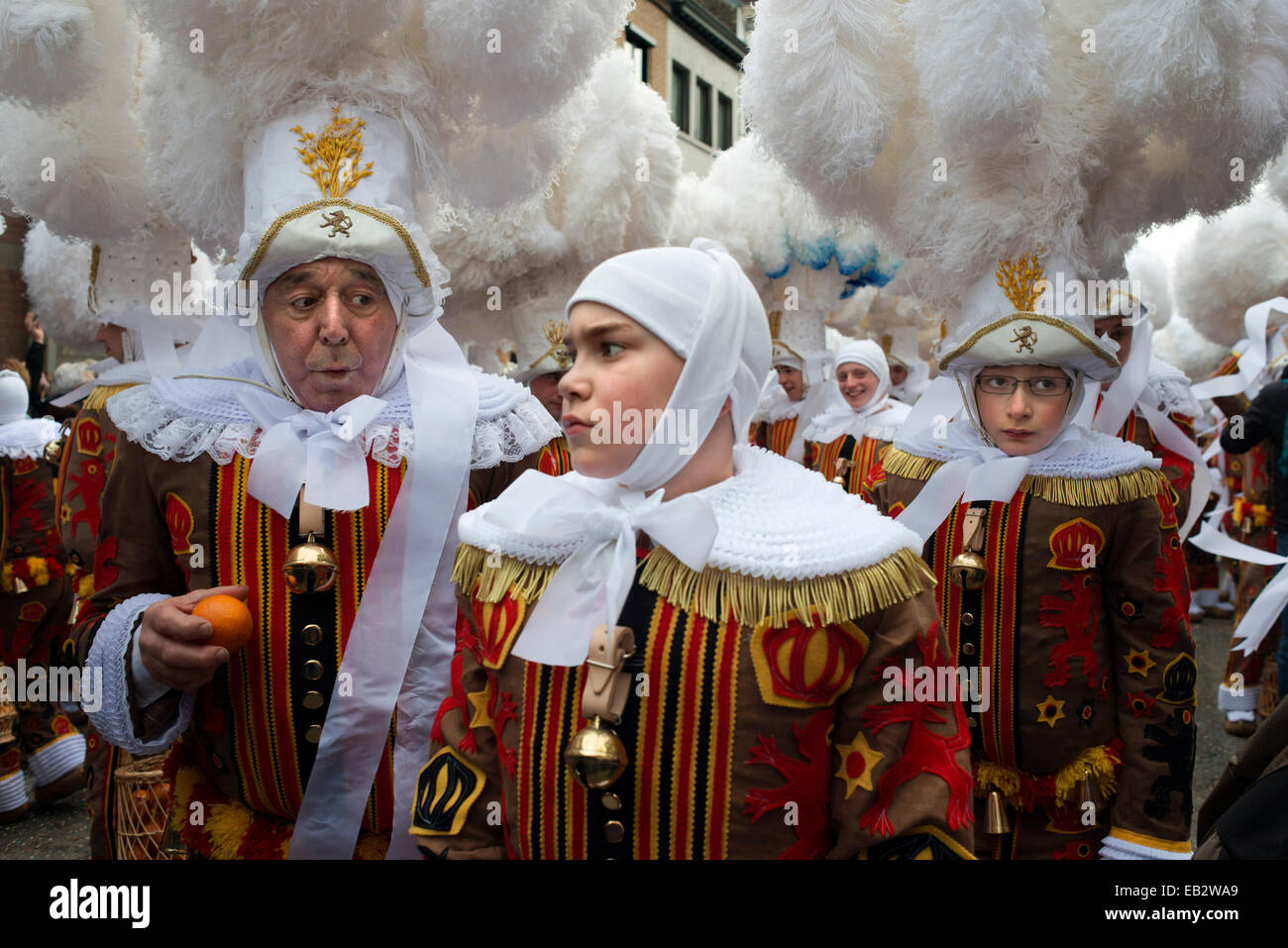Belgium, carnaval of Binche. UNESCO World Heritage Parade Festival ...