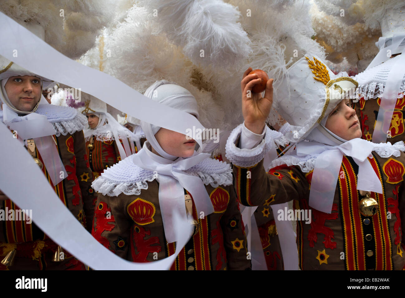Belgium, carnaval of Binche. UNESCO World Heritage Parade Festival ...