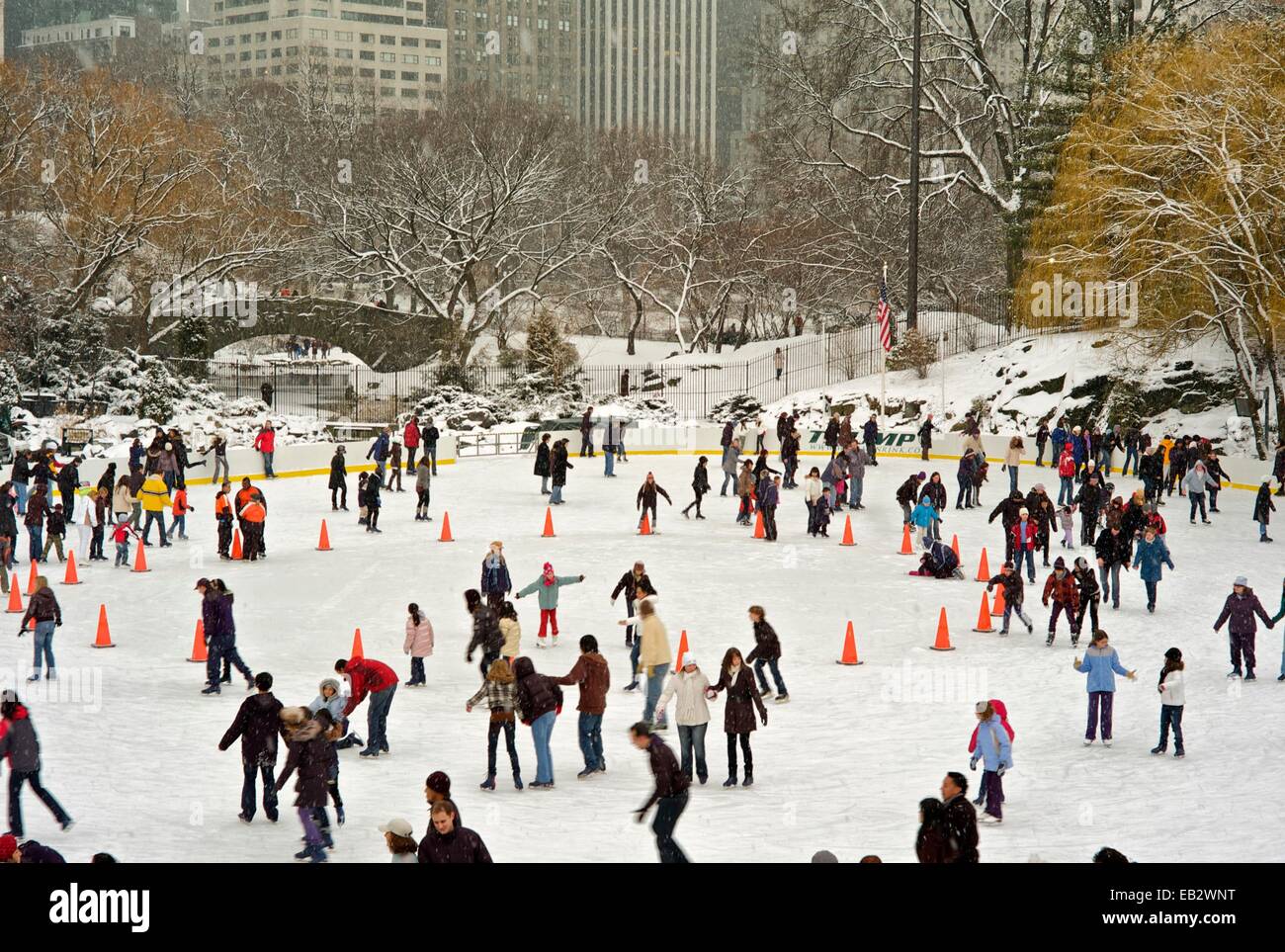 People skating on the Trump Skating Rink in Central Park during a ...