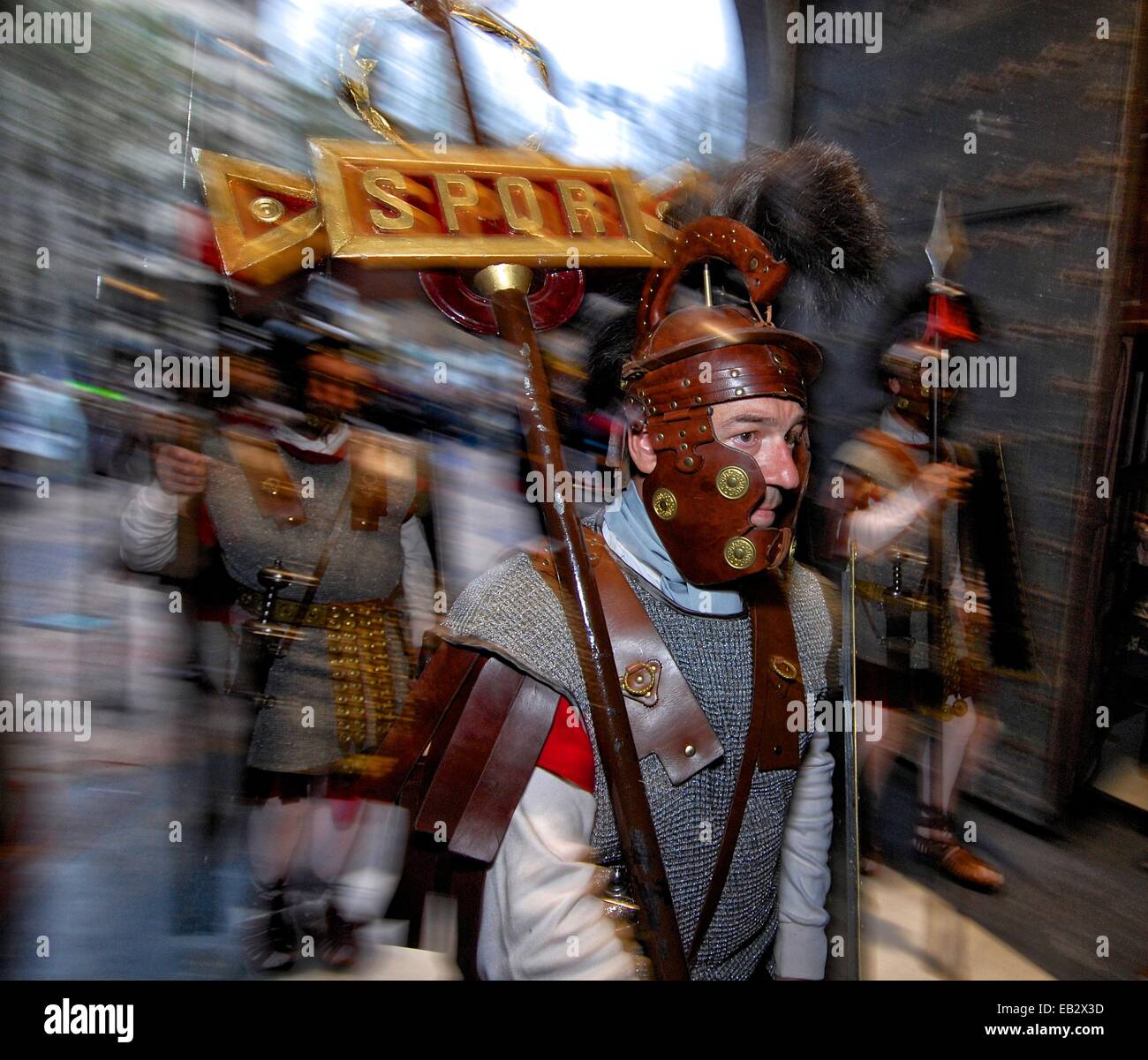 Men dressed as Roman soldiers in a procession on Holy Friday. April 6 ...