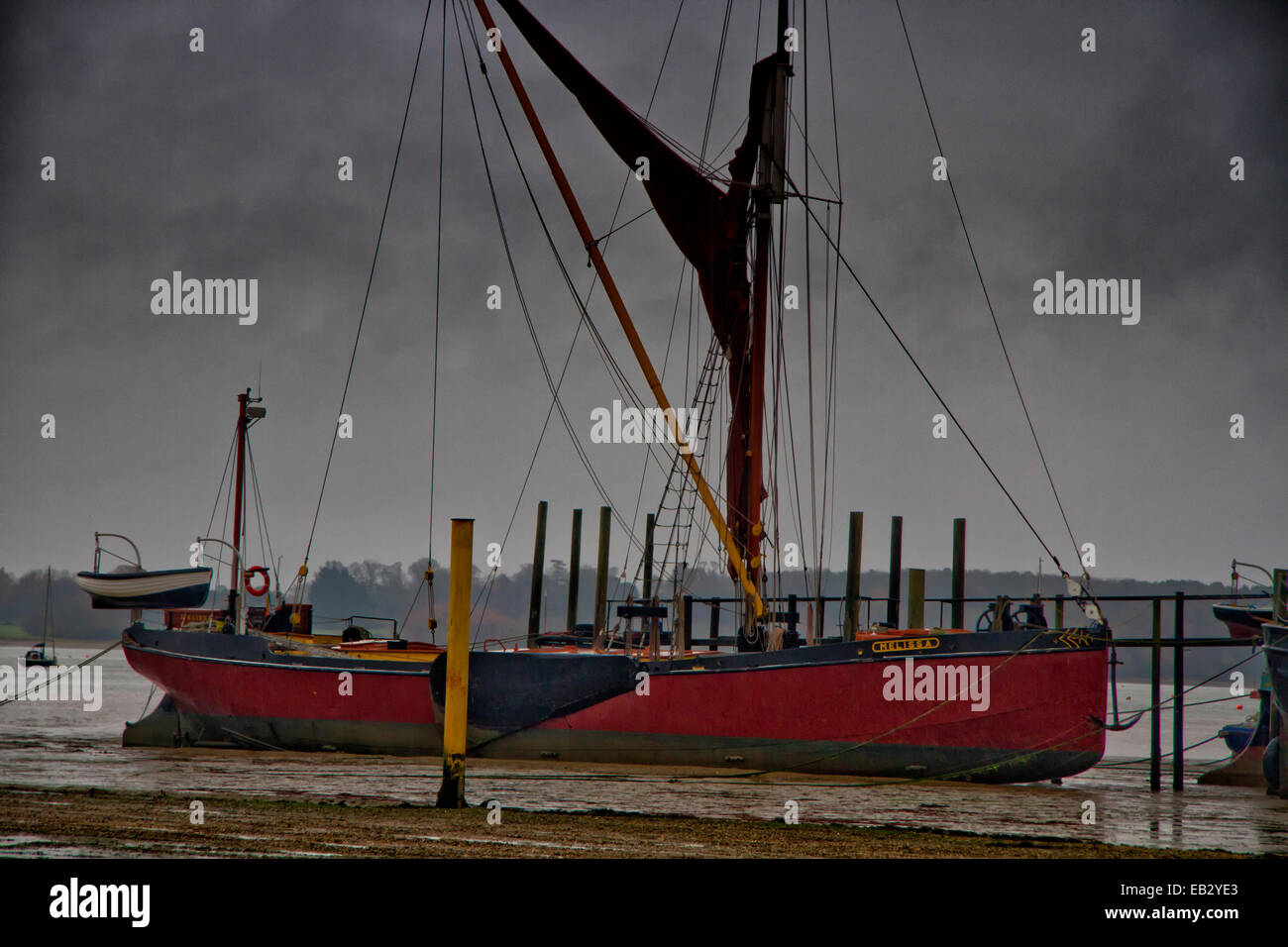 Built in 1899, the 85ft sailing barge Melissa at Pin Mill on the River ...