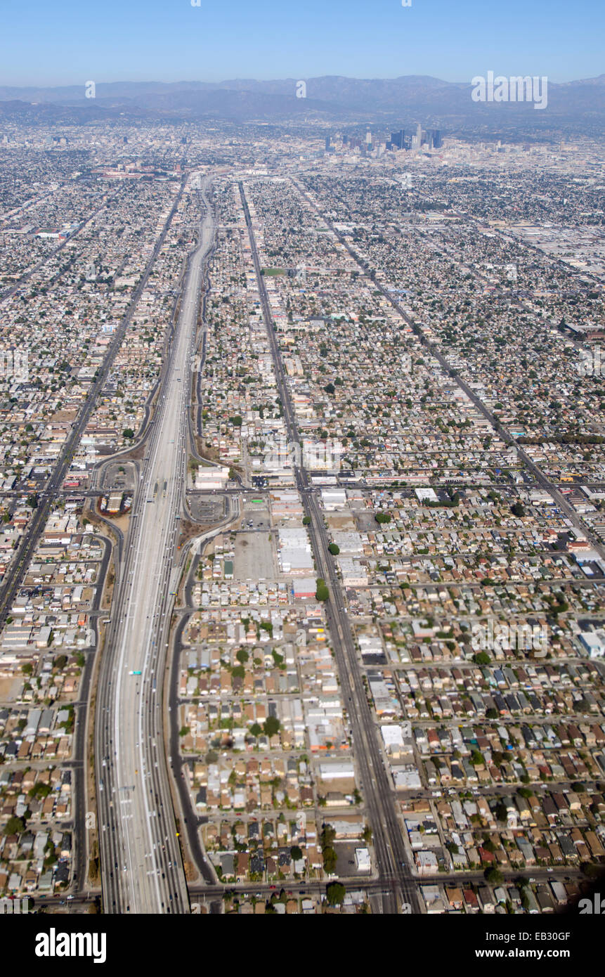 Aerial of Interstate 110 and downtown Los Angeles Stock Photo - Alamy