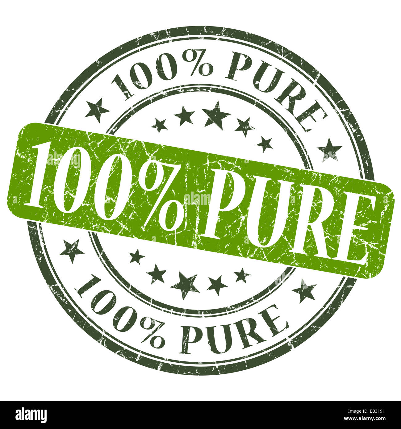 100% Pure green grunge round stamp on white background Stock Photo - Alamy