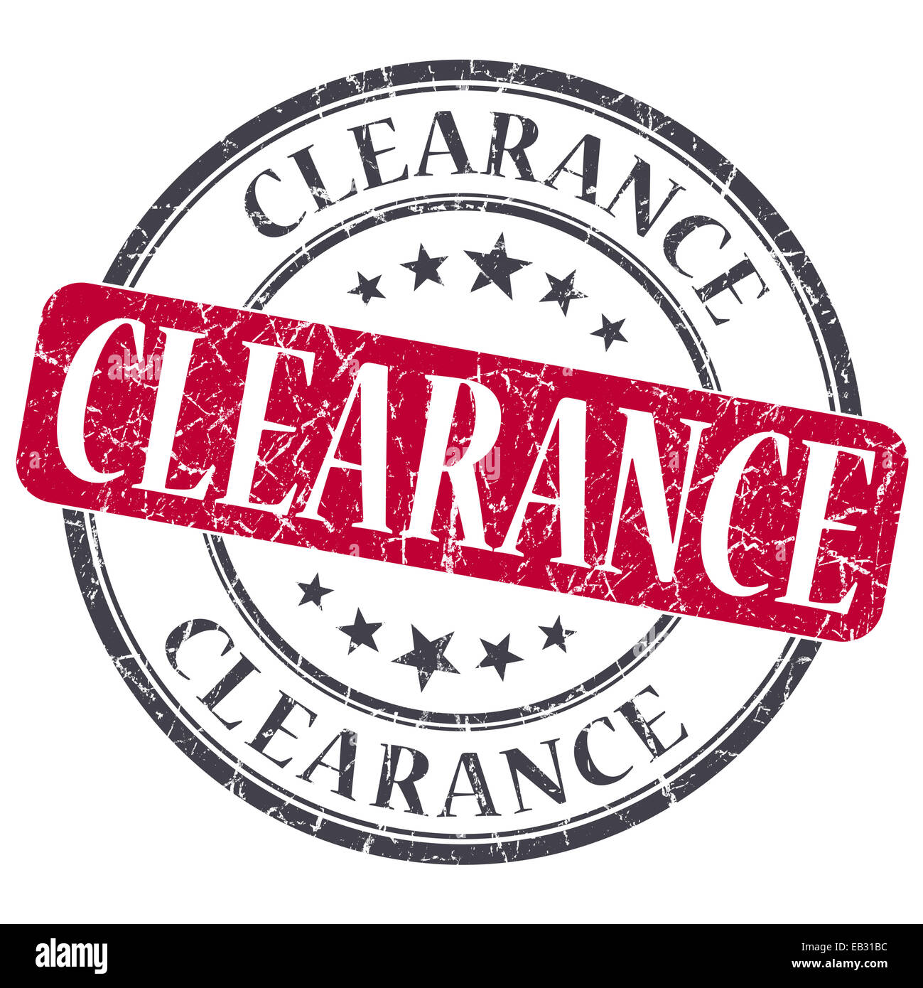 Clearance red grunge round stamp on white background Stock Photo - Alamy