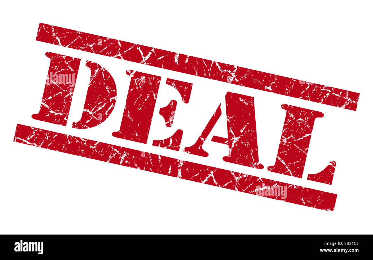 deal red grungy stamp isolated on white background Stock Photo - Alamy