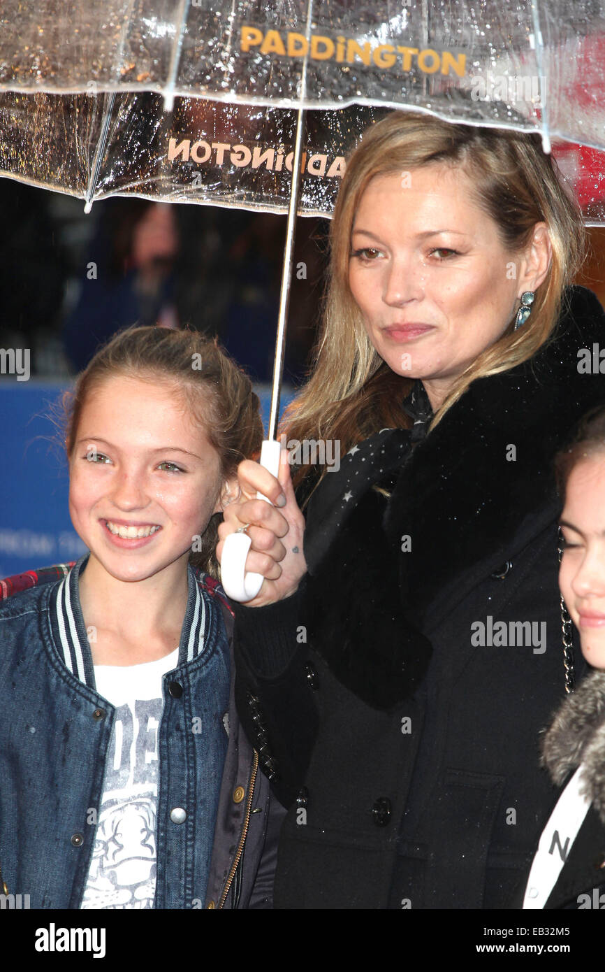 Kate Moss and daughter Lila Grace Moss arriving for the Paddington film ...