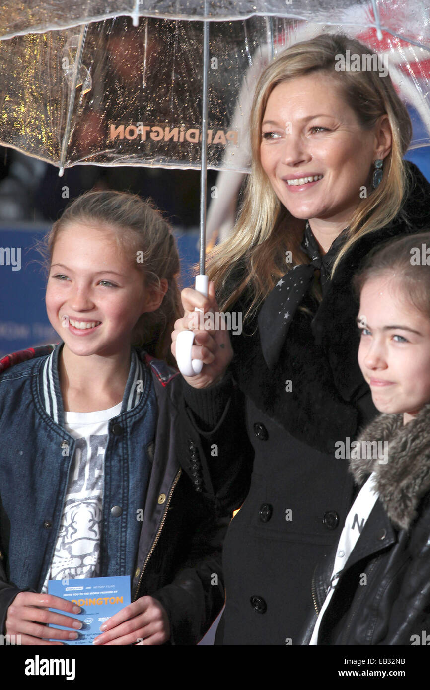 Kate Moss and daughter Lila Grace Moss arriving for the Paddington film ...