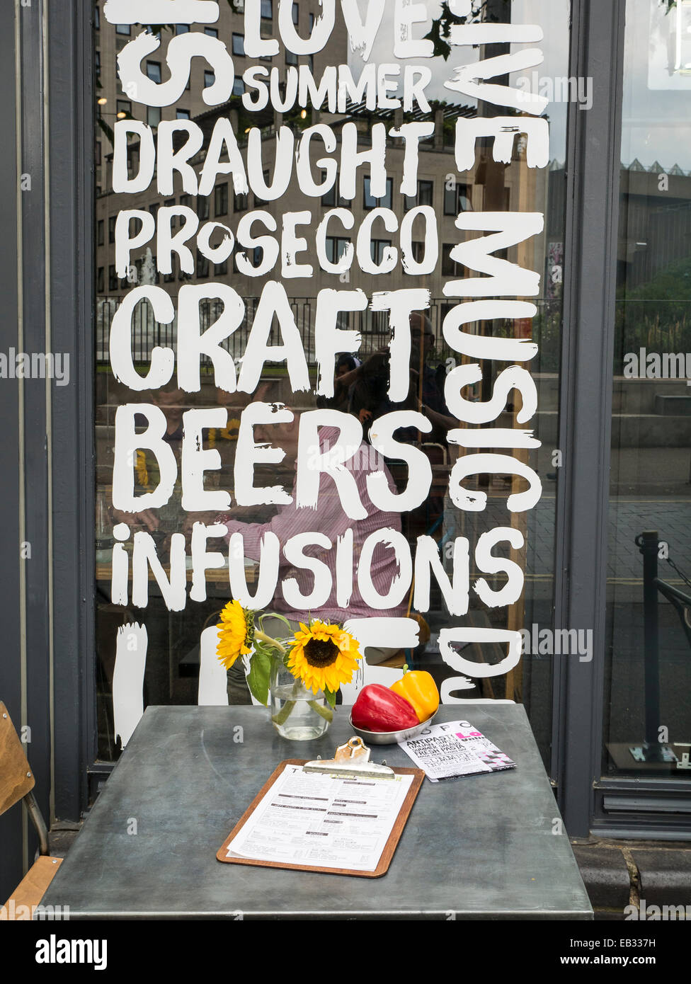 Restaurant Window, South Bank, London Stock Photo - Alamy