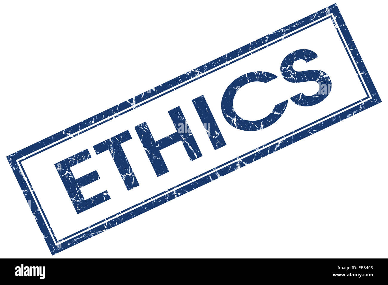 Ethics blue square grungy stamp isolated on white background Stock ...