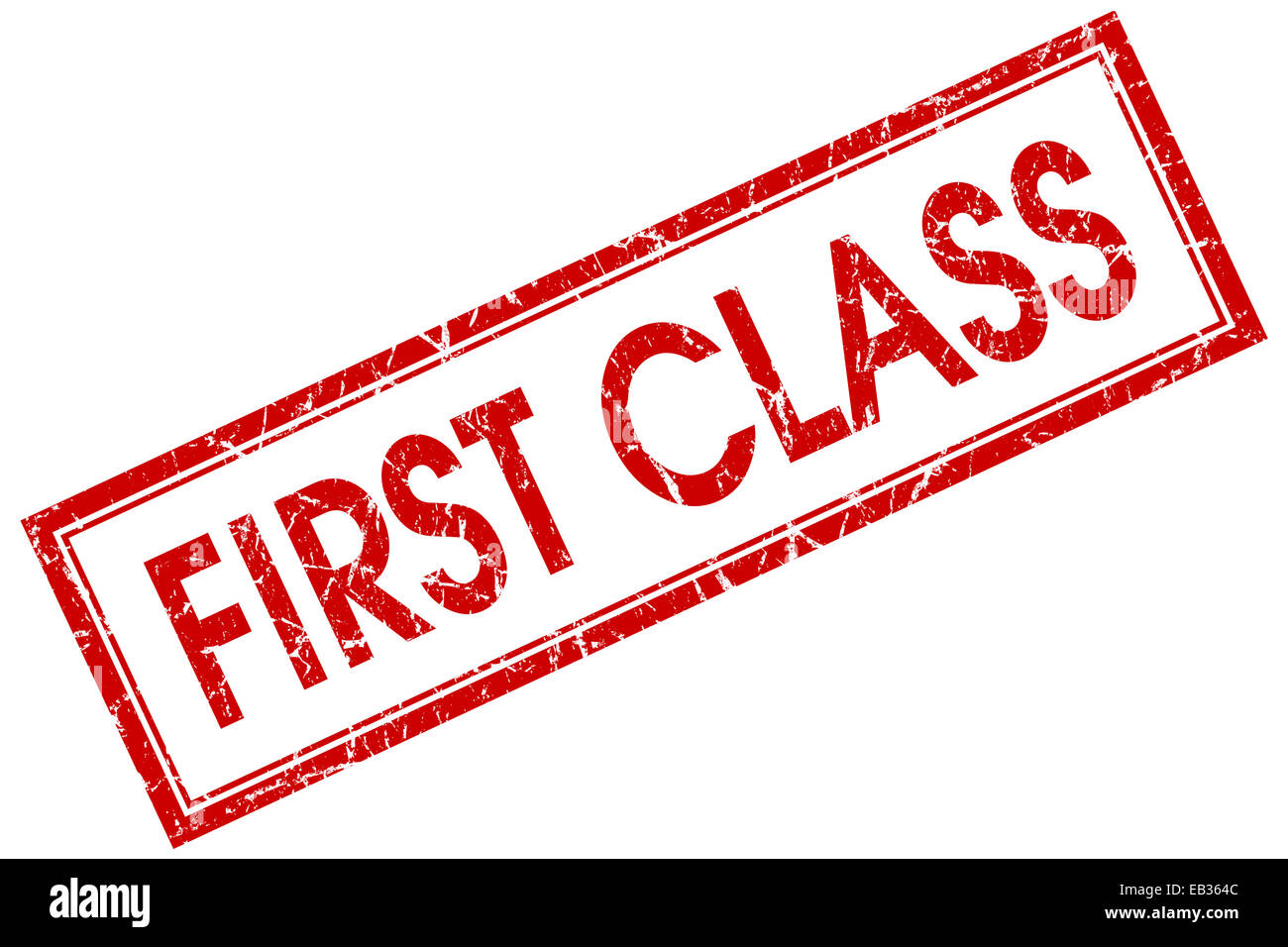 First class red square grungy stamp isolated on white background Stock ...