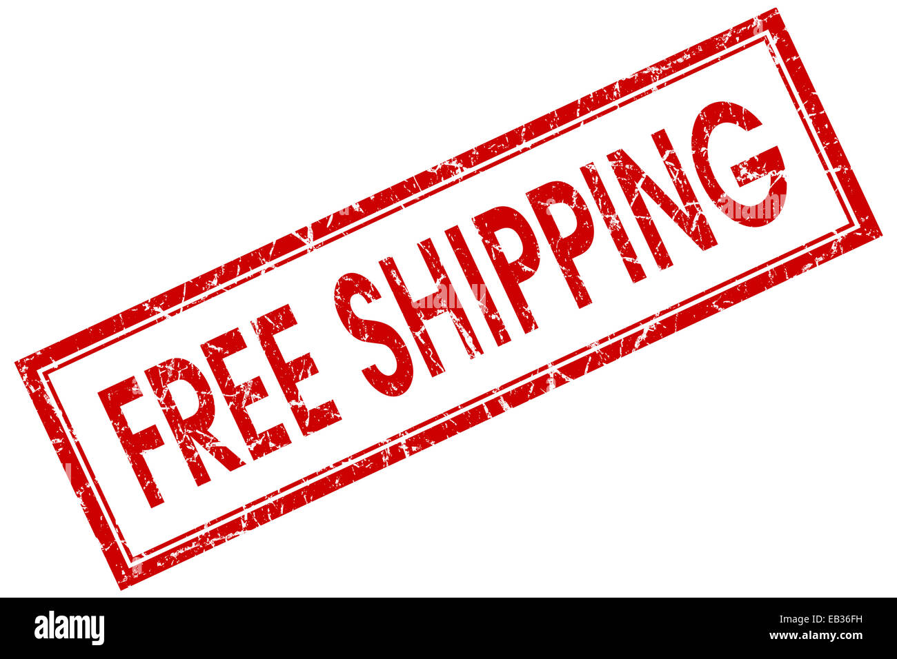 Free shipping red square grungy stamp isolated on white background ...