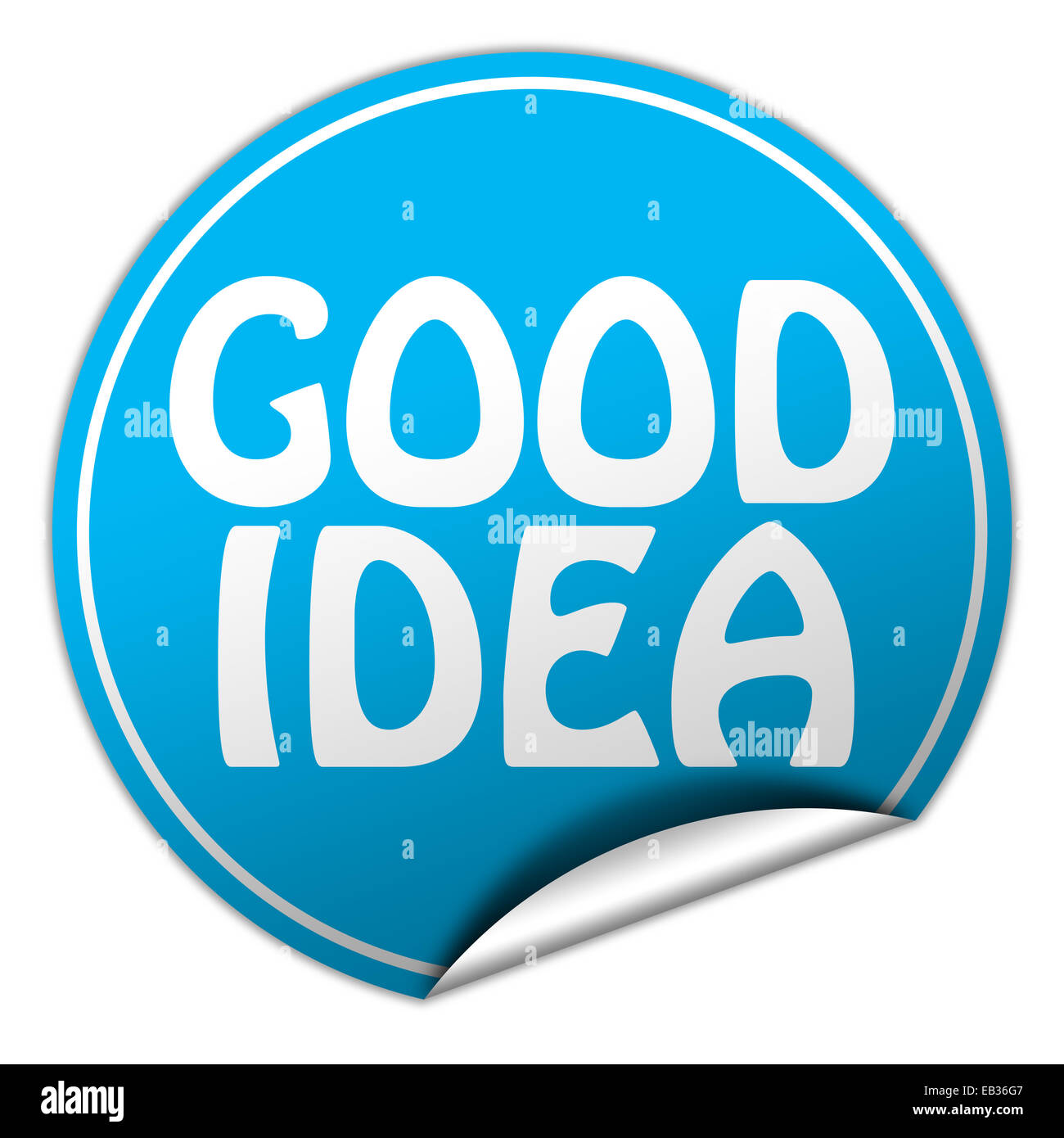 GOOD IDEA round blue sticker on white background Stock Photo - Alamy
