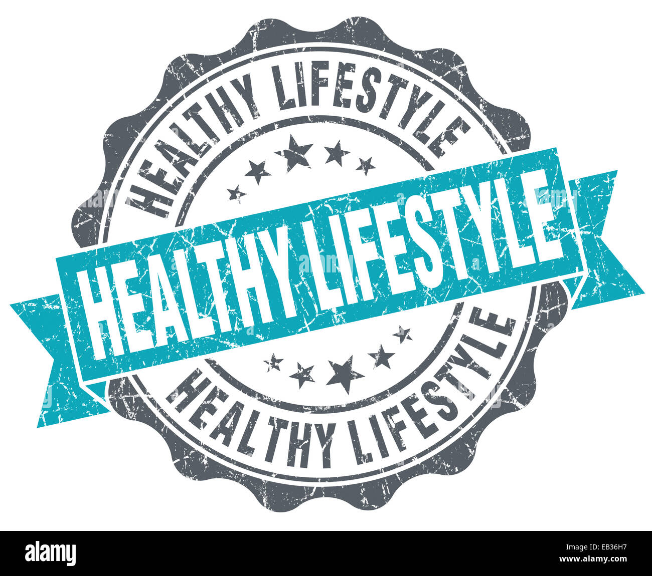 Healthy lifestyle turquoise grunge retro vintage isolated seal Stock ...
