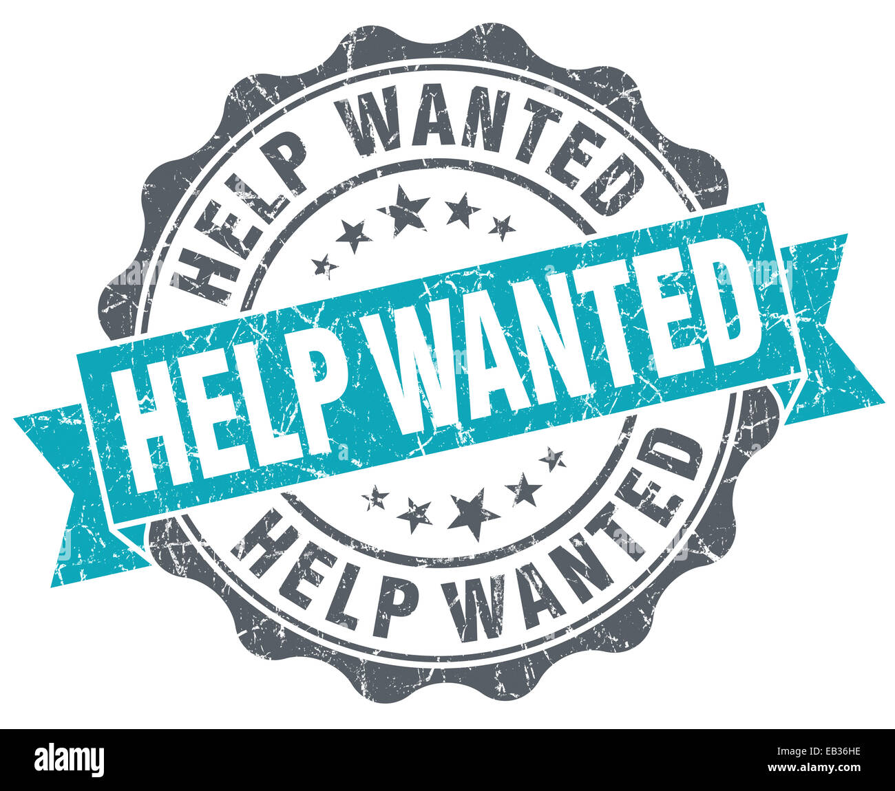 Help wanted turquoise grunge retro vintage isolated seal Stock Photo ...