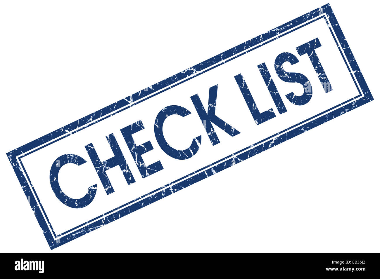 check list blue square stamp isolated on white background Stock Photo ...
