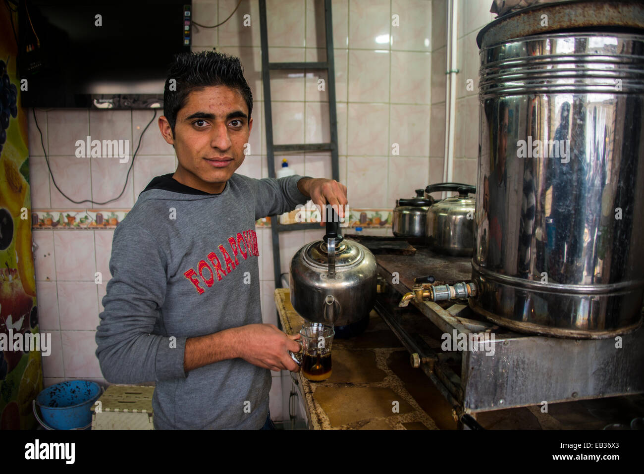 Boy selling tea, Erbil, Arbil Province, Iraqi Kurdistan, Iraq Stock ...