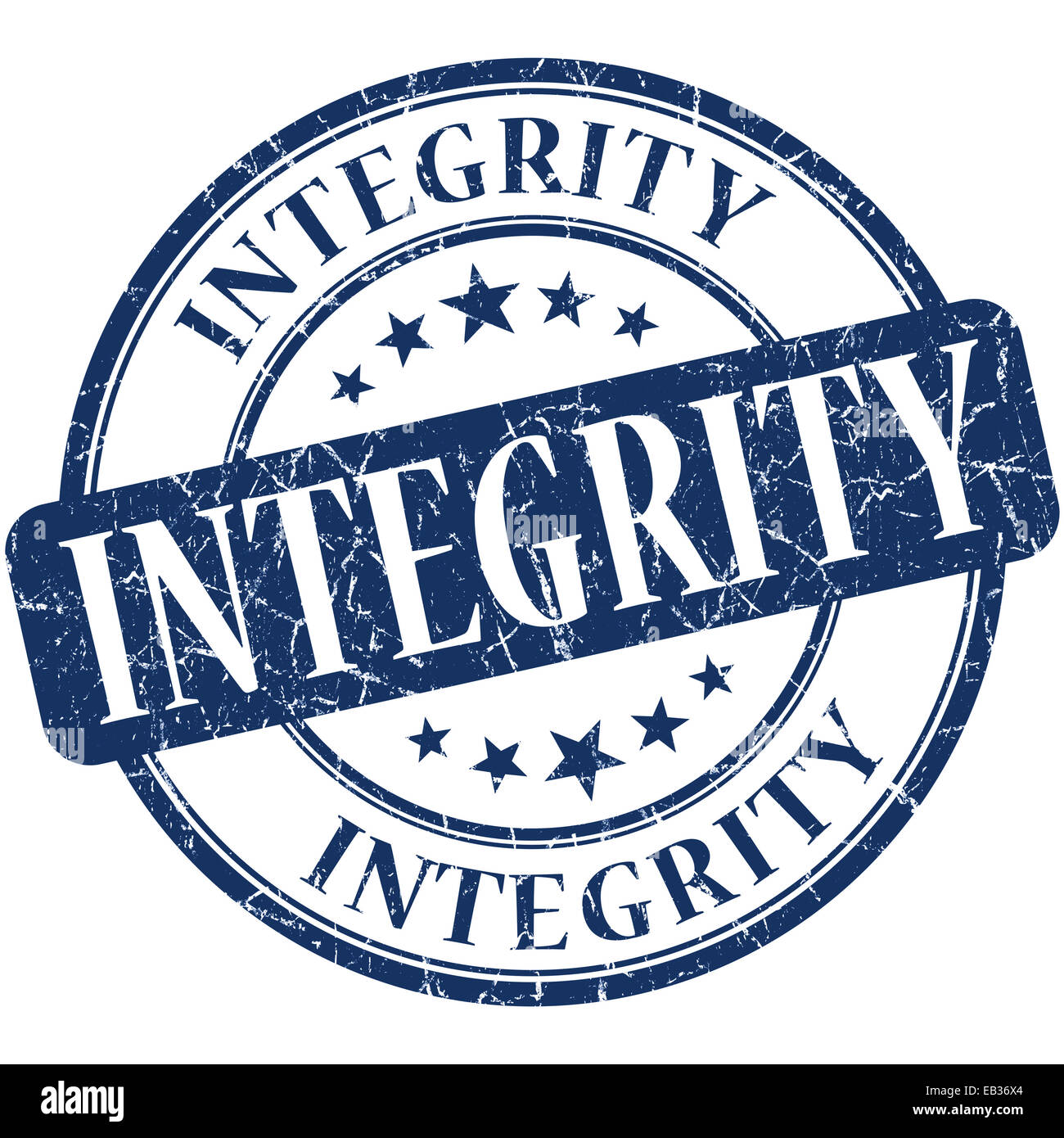 Integrity blue round grungy vintage rubber stamp Stock Photo - Alamy
