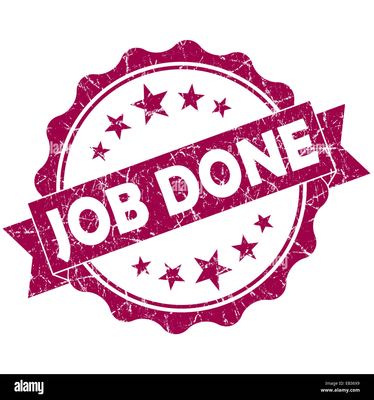 Job done pink vintage round grunge seal isolated on white background ...