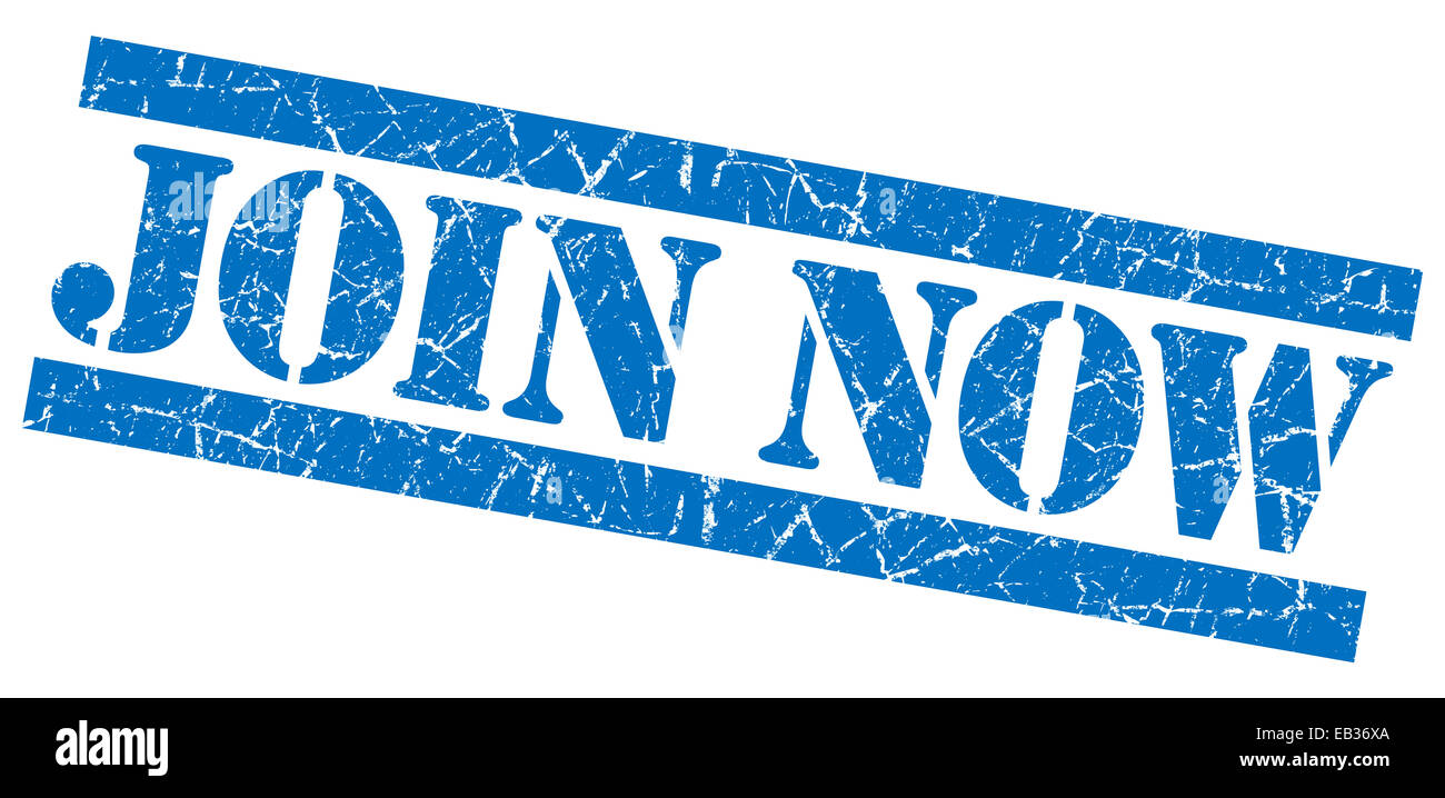 Join now grunge blue stamp Stock Photo - Alamy