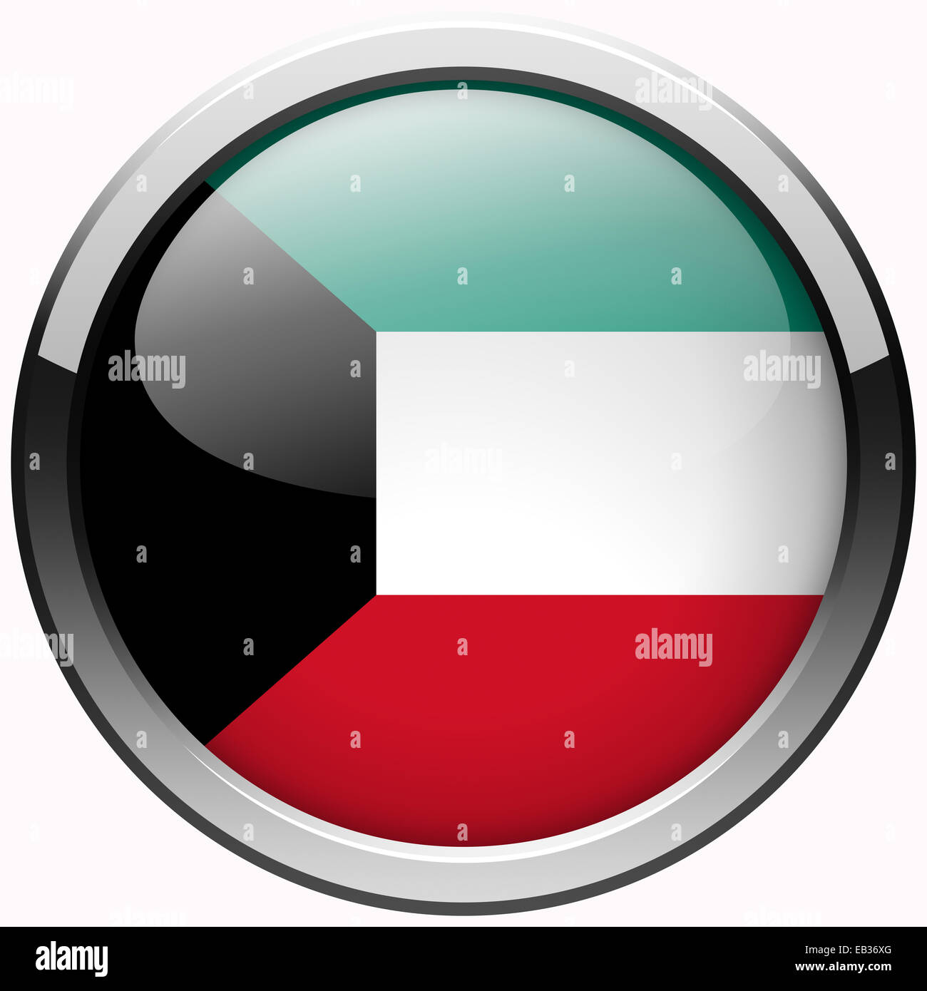 kuwait flag gel metal button Stock Photo - Alamy