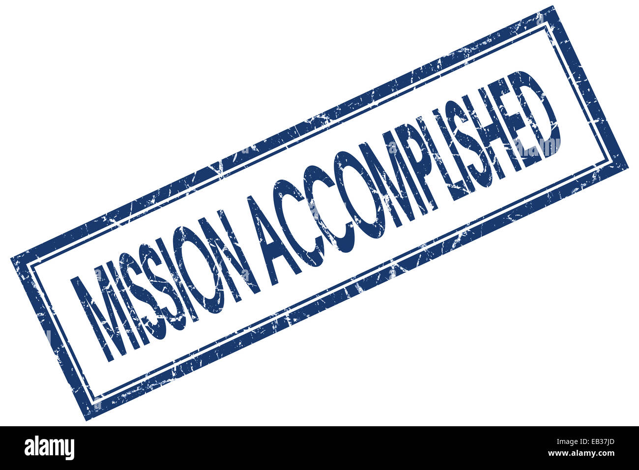 mission accomplished blue square stamp isolated on white background ...
